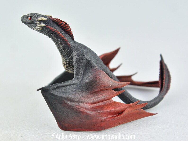 Realistic Baby Dragon Replica - Fire Red and Black - IN STOCK and Ready ...