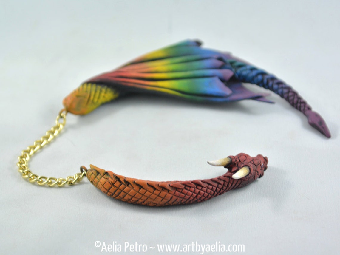 Rainbow Dragon Necklace Wraparound Dragon Draper in Stock - Etsy