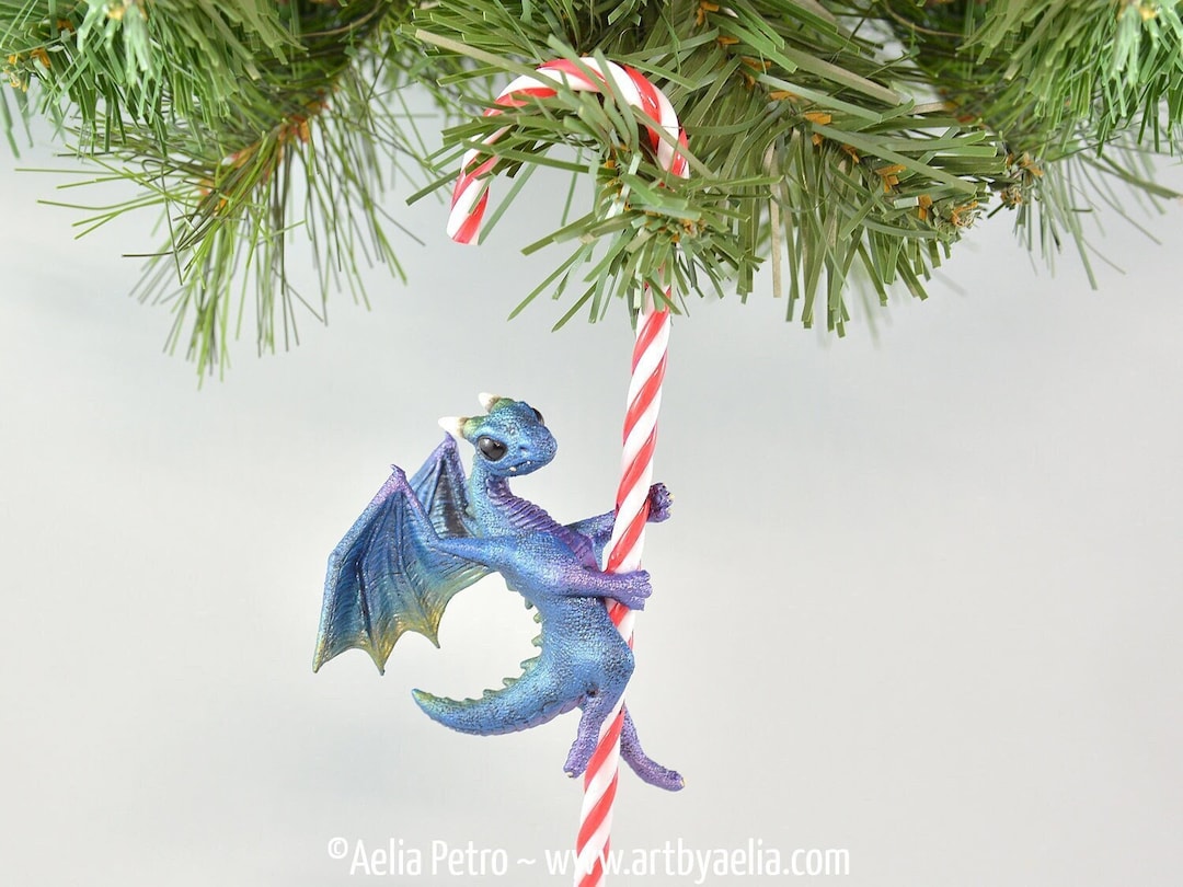 Candy Cane Dragon Ornament - Aurora Borealis Dragon - IN STOCK and ...