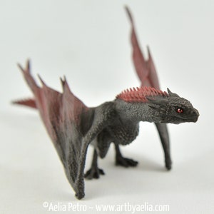 Realistic Baby Dragon Replica - Dark Red and Black - IN STOCK and Ready ...