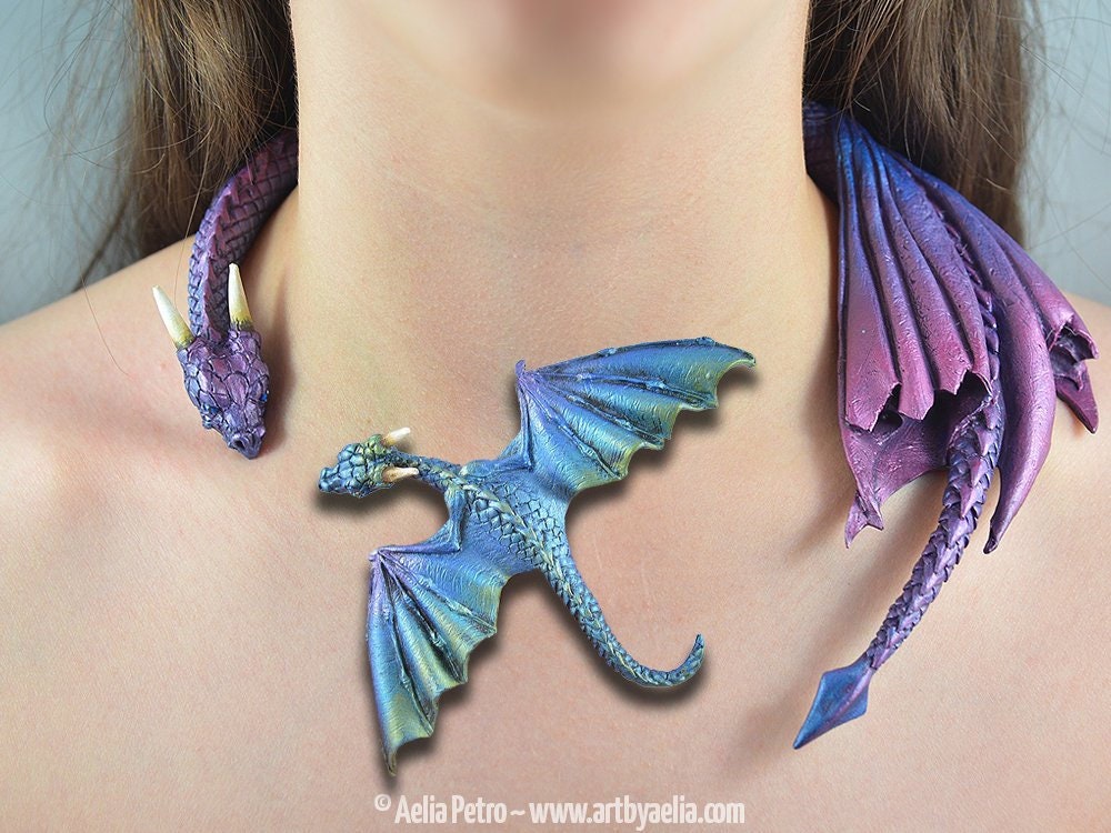 COMBO - Dragon Draper Dragon Necklace & Dragon Hair Clip in Your Choice ...
