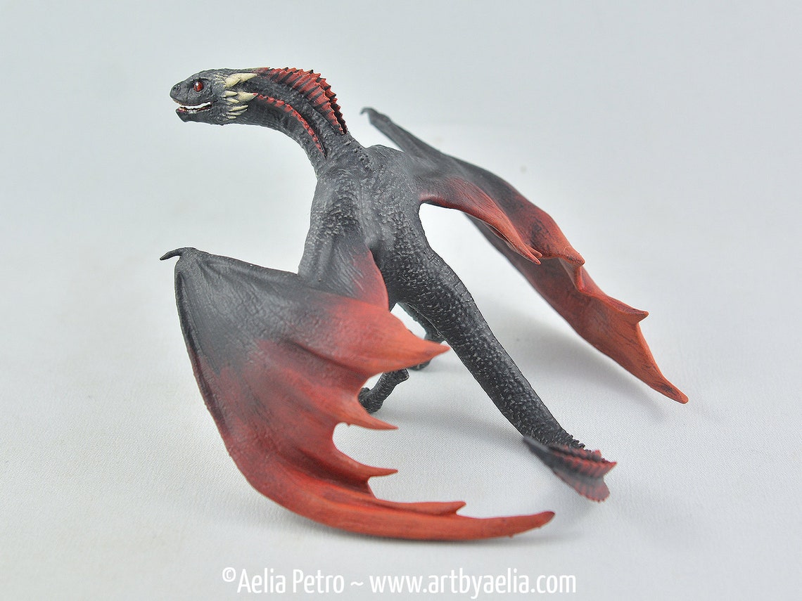 Realistic Baby Dragon Replica - Black and Red - IN STOCK and Ready to ...