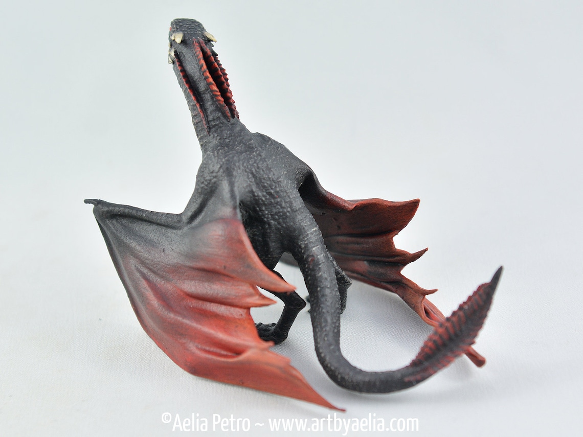 Realistic Baby Dragon Replica Fire Red and Black Pre-order - Etsy