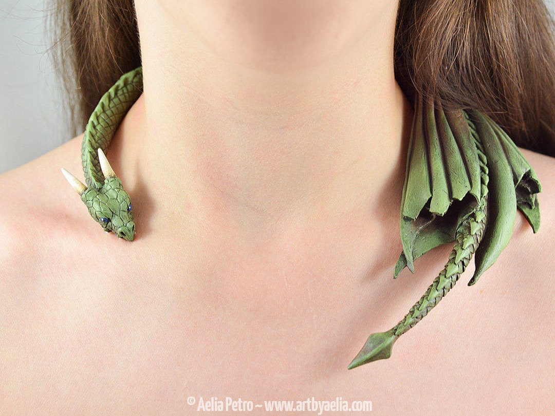 Earth Elemental Dragon Draper Necklace - IN STOCK and Ready to Ship - Etsy
