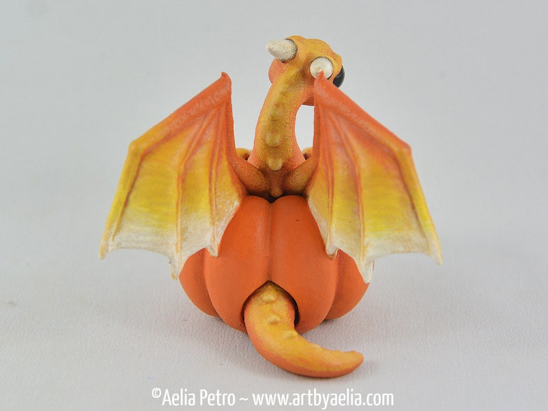 Pumpkin Dragon Sculpture Resin Designer Toy - Candy Corn Dragon - PRE ...