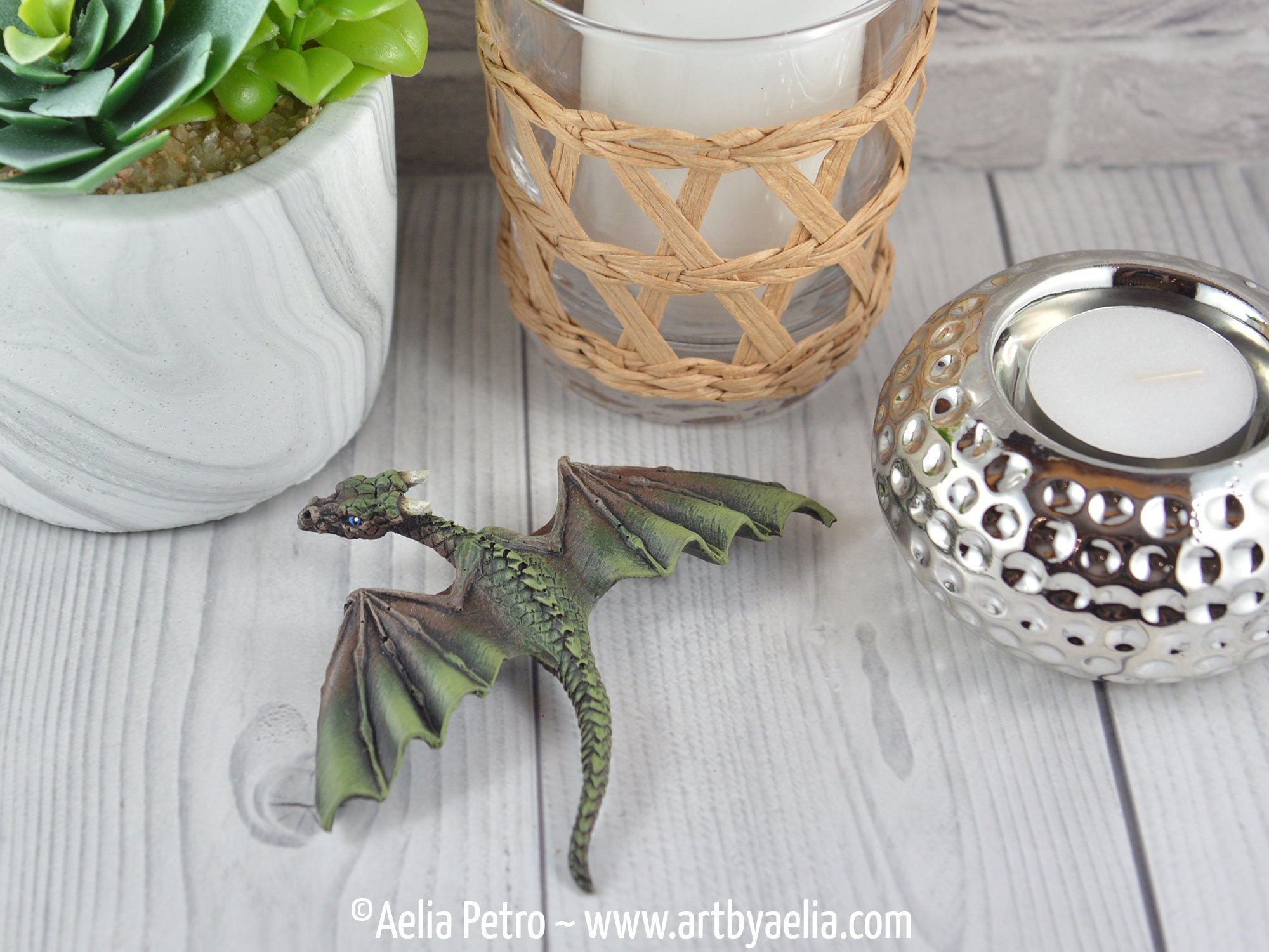 Dragon Barrette - Earth Elemental Dragon - Green and Brown Earthy ...