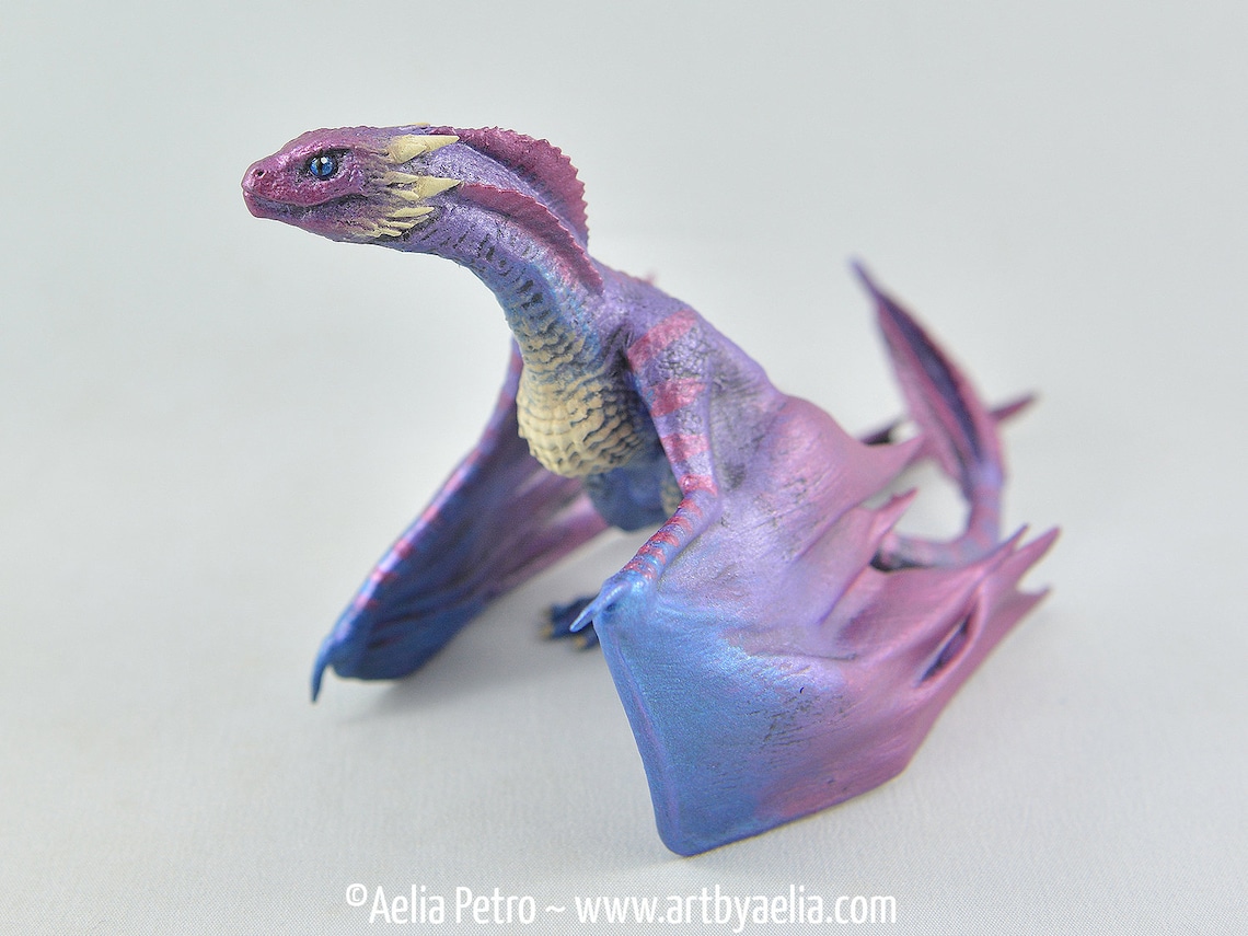 Realistic Baby Dragon Replica Purple Aurora Borealis - Etsy
