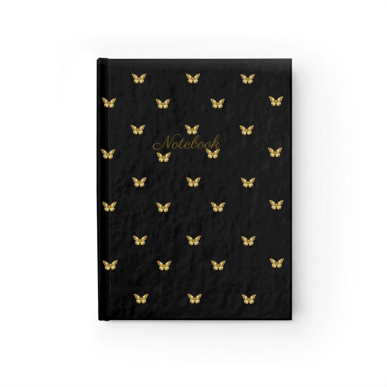 Black Gold Butterfly Hardcover Journal | Ruled Lined Notebook | 5x7 ...