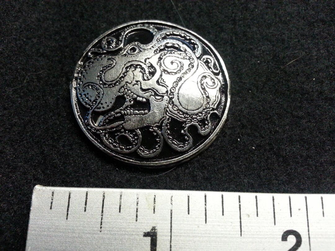 Medium Pewter Broach With Skull and Octopus - Etsy