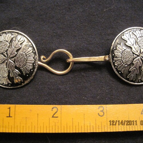 Medium Pewter Pin on Cloak Clasp With Scottish Thistle - Etsy