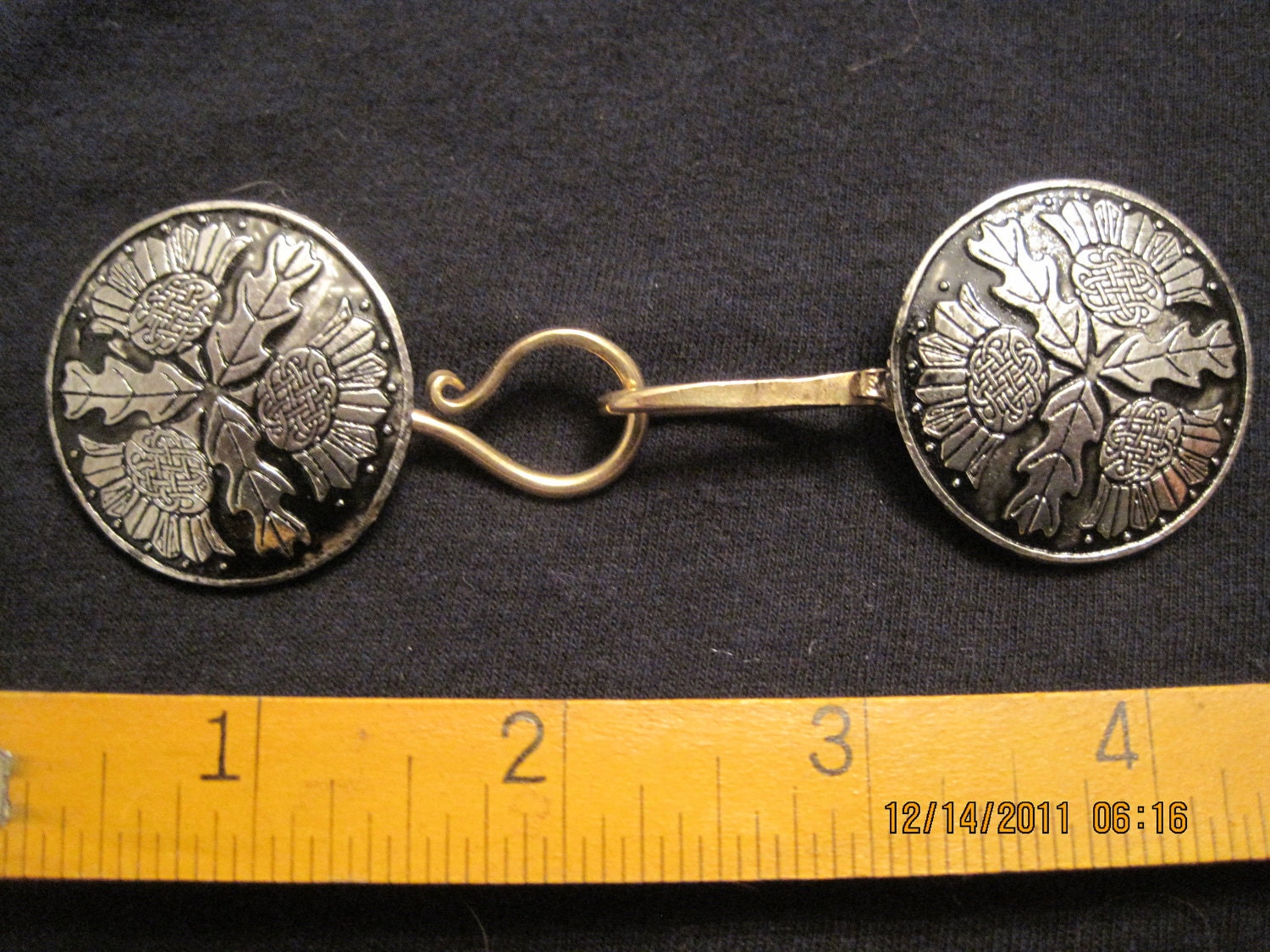 Medium Pin on Cloak Clasp With 3 Celtic Thistles | Etsy