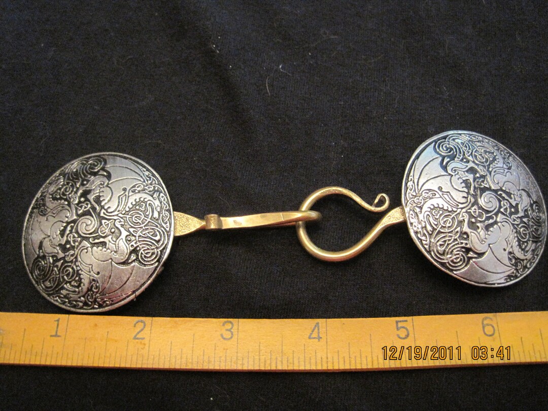 Large Pewter Celtic Dragon Cloak Clasp Pin - Etsy