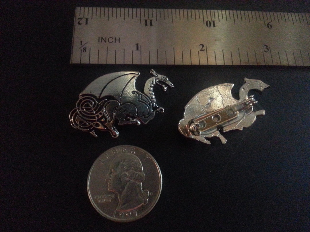 Celtic Single Dragon Pewter Pin - Etsy