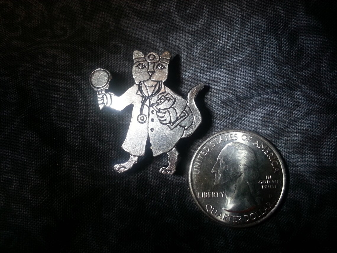 Doctor Kitty cat Scan Pewter Pin | Etsy