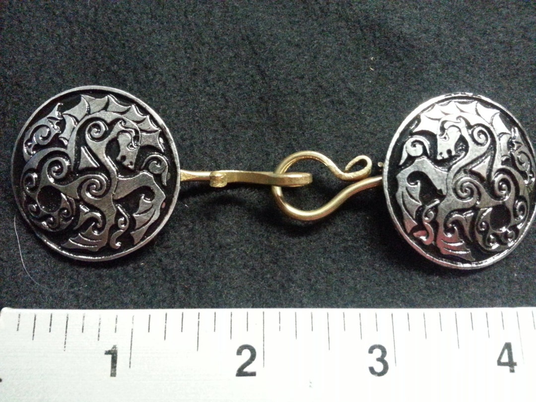 Medium Pewter Cloak Clasp With Celtic Sea Horse - Etsy