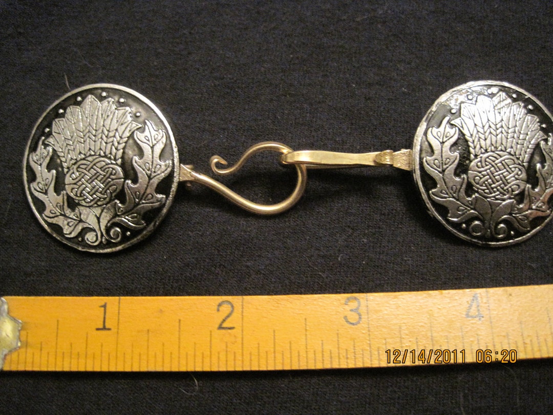 Medium Pewter Pin on Cloak Clasp With Scottish Thistle - Etsy