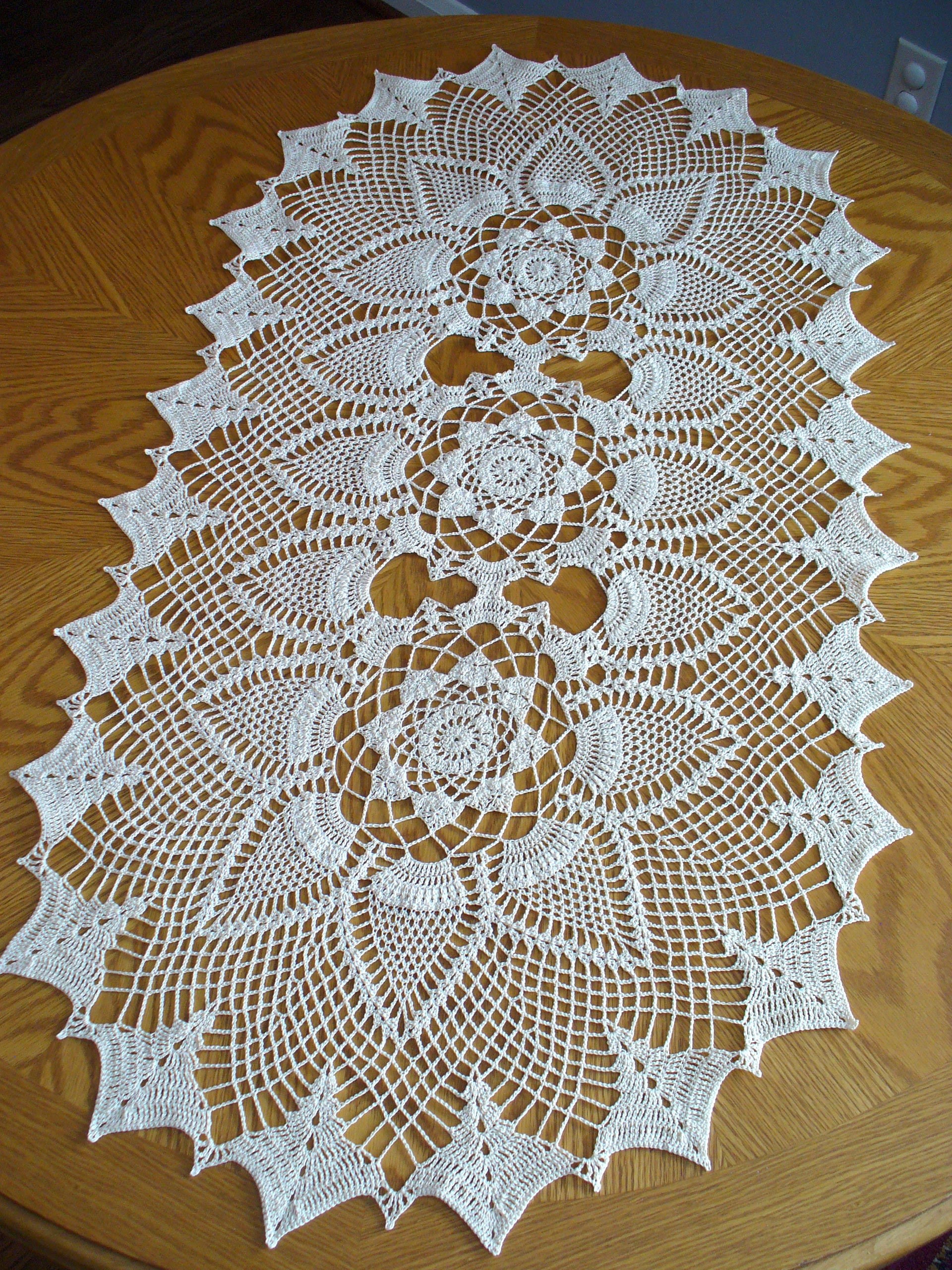 Handmade White Oval Long Crochet Table Runner: Firetail - Etsy