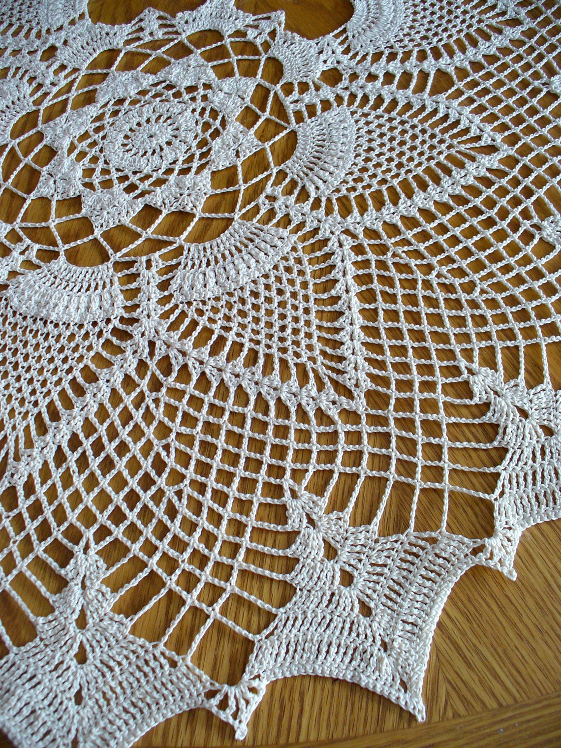 Handmade White Oval Long Crochet Table Runner: Firetail - Etsy