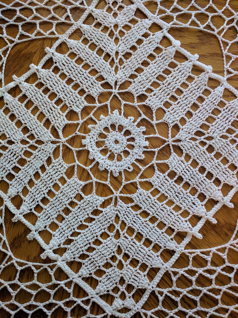 Handmade White Square Crochet Doily: Madagascar Palm - Etsy