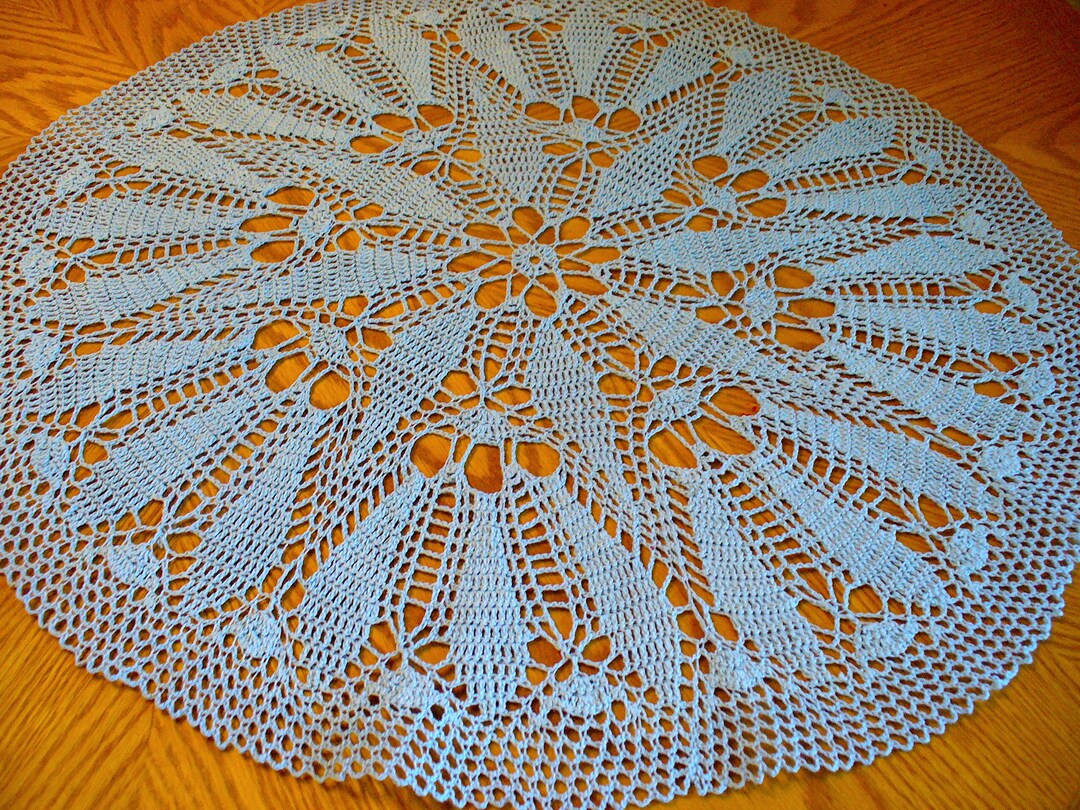 Handmade Light Blue Round Crochet Doily: Swedish Ivy - Etsy
