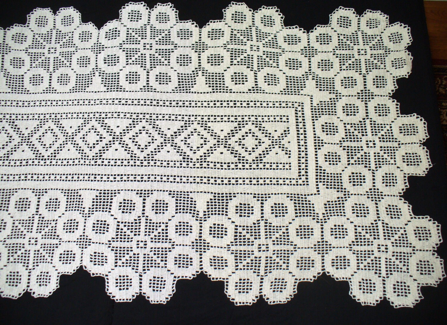 Handmade Tan Long Crochet Table Runner: Folk Art - Etsy