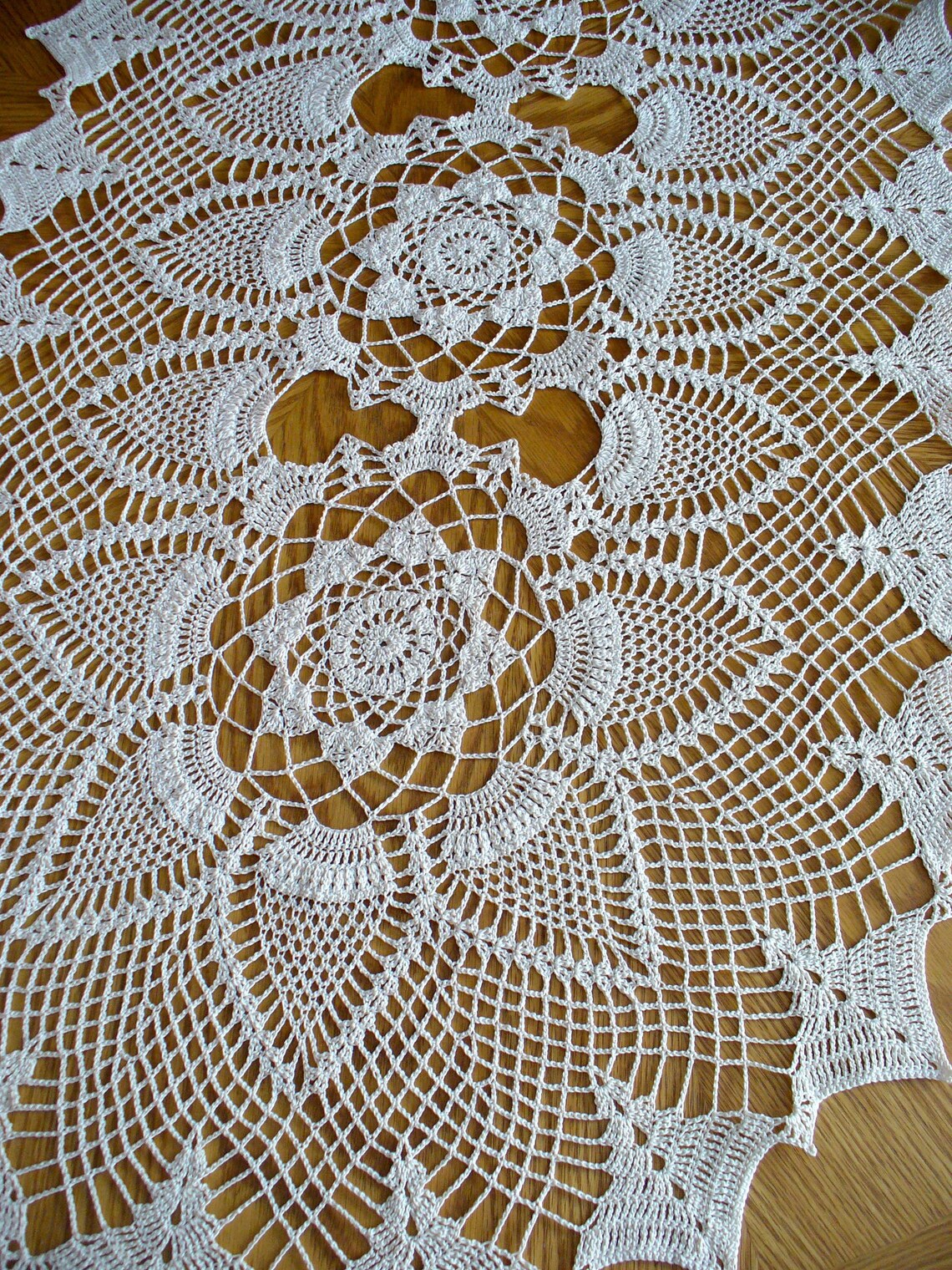 Handmade White Oval Long Crochet Table Runner: Firetail - Etsy