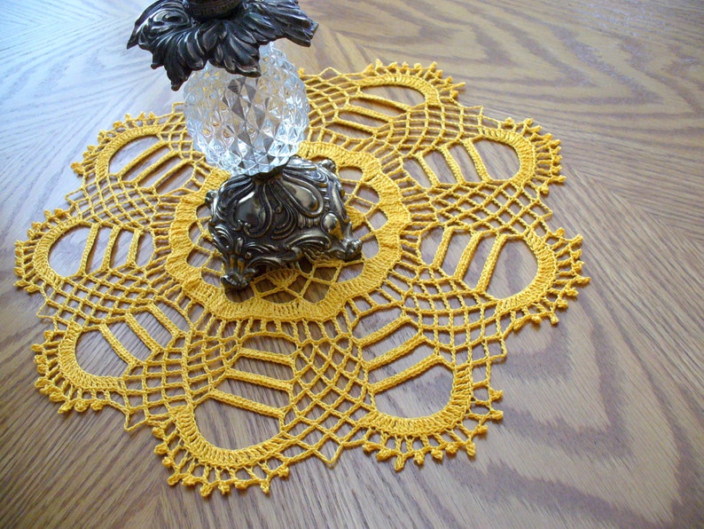 Handmade Round Crochet Doily: Yellow Trumpet - Etsy