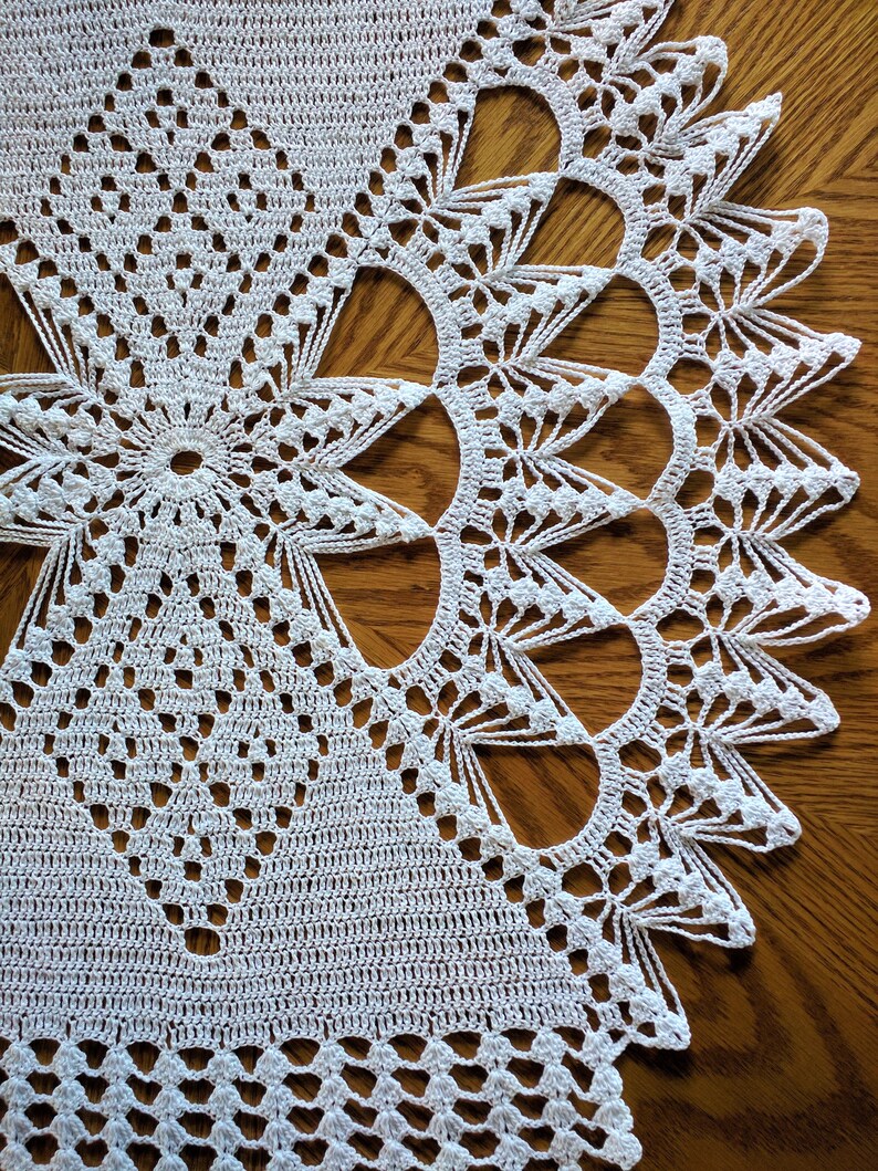 Handmade White Long Crochet Table Runner: Banksia Rose - Etsy