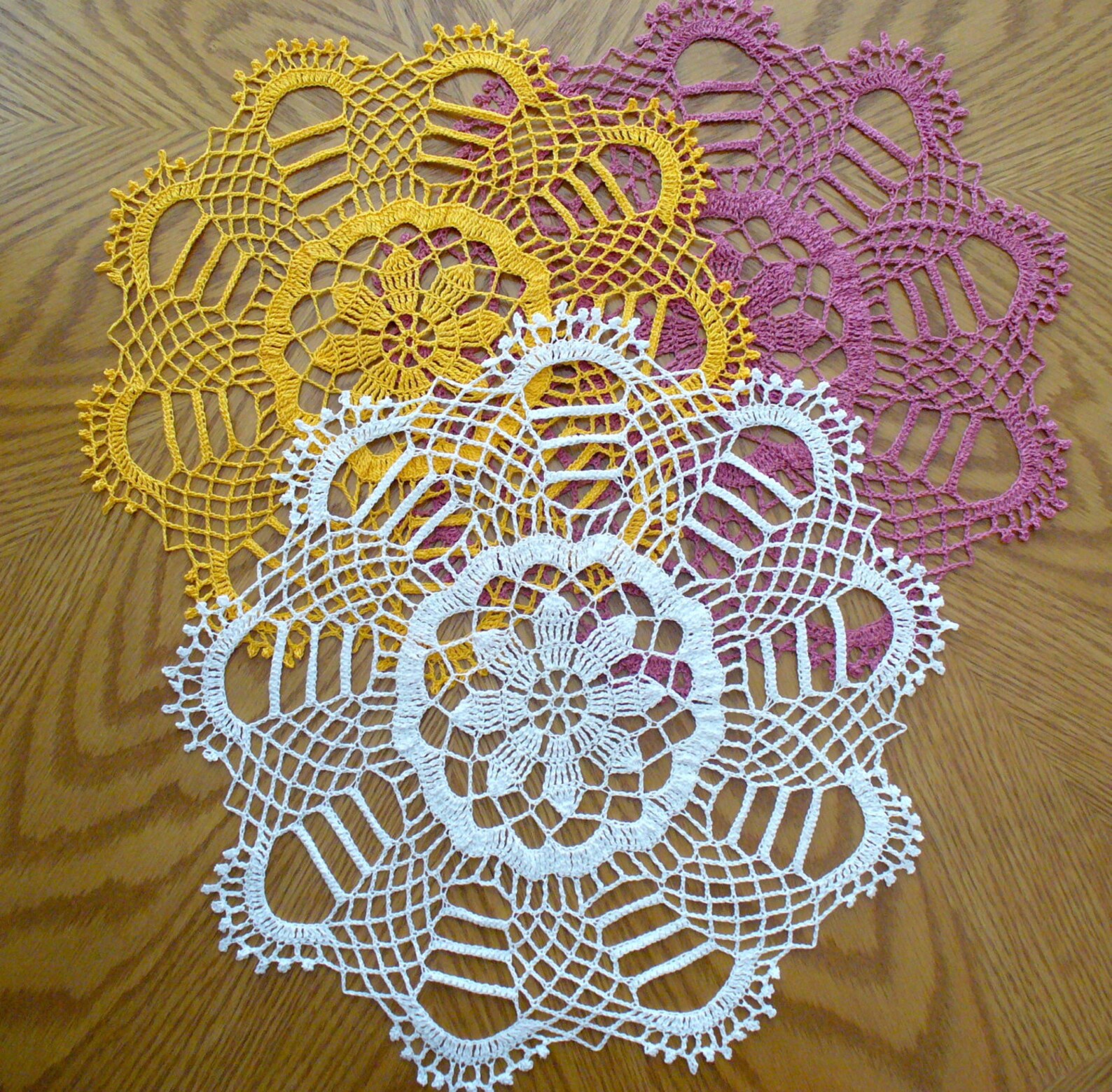 Handmade Round Crochet Doily: Yellow Trumpet - Etsy