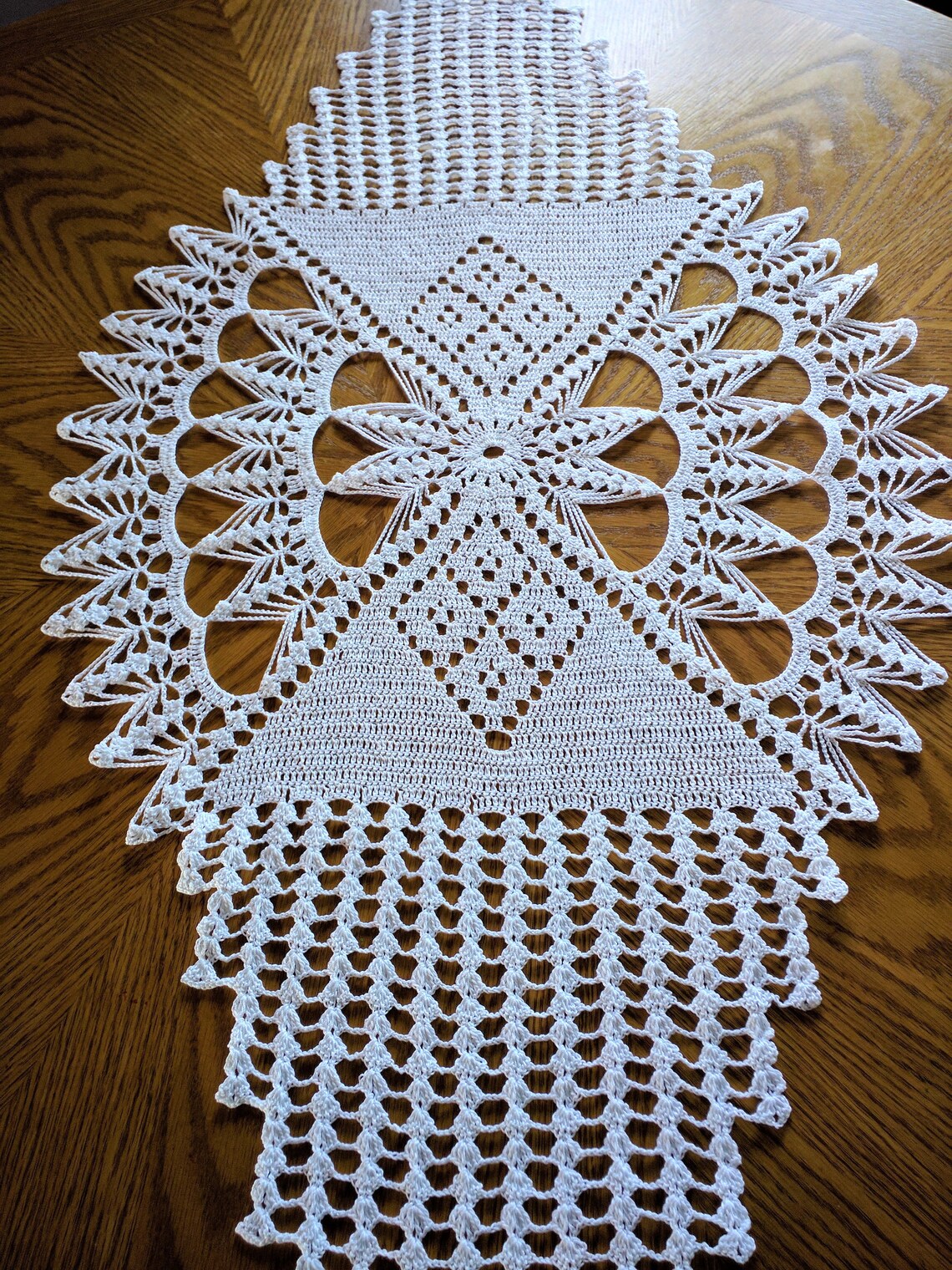 Handmade White Long Crochet Table Runner: Banksia Rose - Etsy