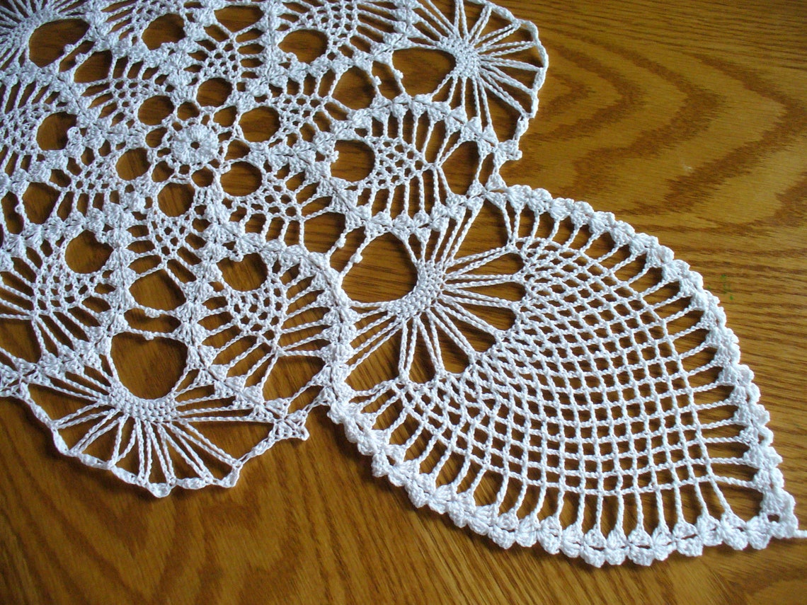 Handmade White Crochet Table Runner: Heliconia - Etsy