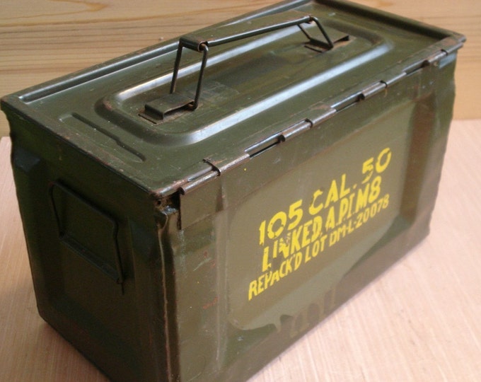 WWII Army Ammo Box Cal .50 M2 Ammo : 105 Cal .50 Linked APIM8 Repacked ...