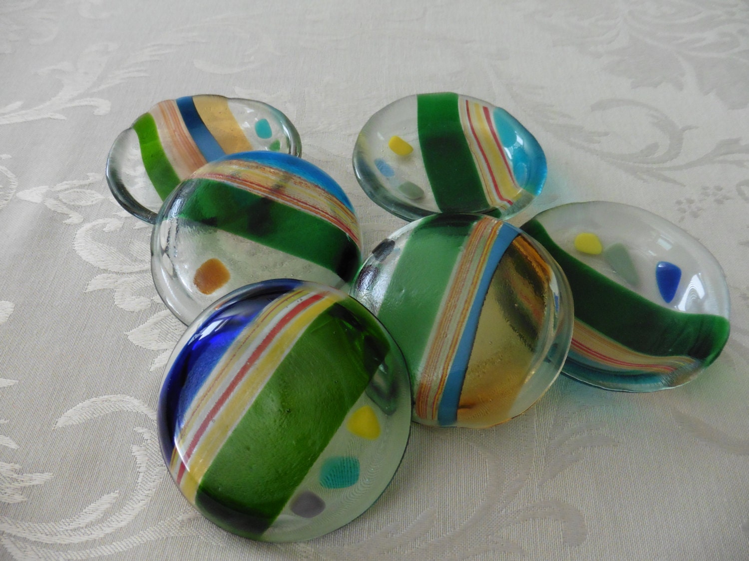 Small Glass Round Dishes With Green Bands Unique Dishes With Multiple ...