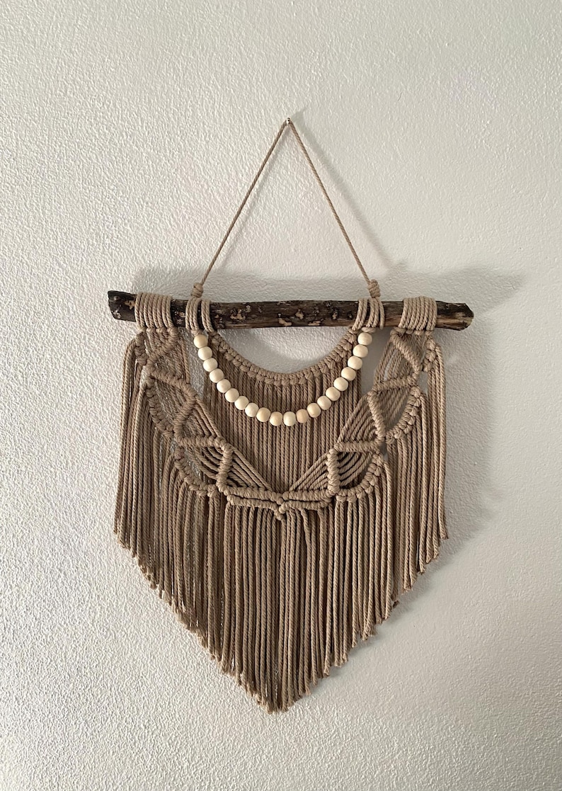 Macrame Wall Hanging on Wood Branch | Boho Home Decor | Macrame Panel ...