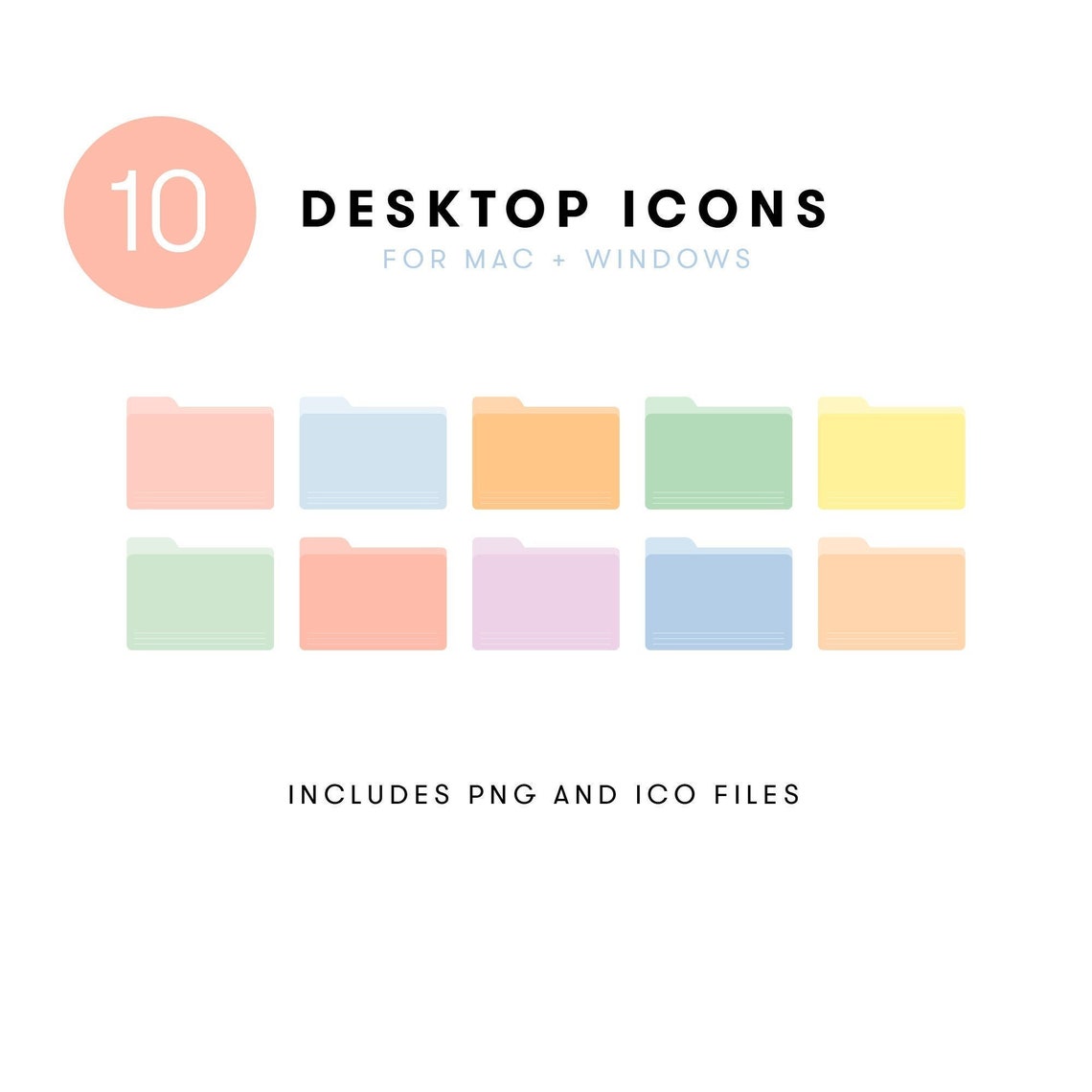 10 Pastel Desktop Icons Folder Icon Set for Mac Windows - Etsy