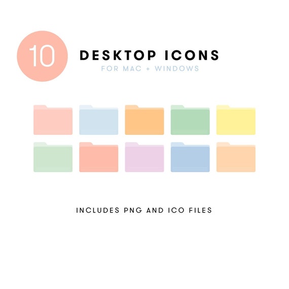 10 Pastel Desktop Icons Folder Icon Set for Mac Windows | Etsy Canada