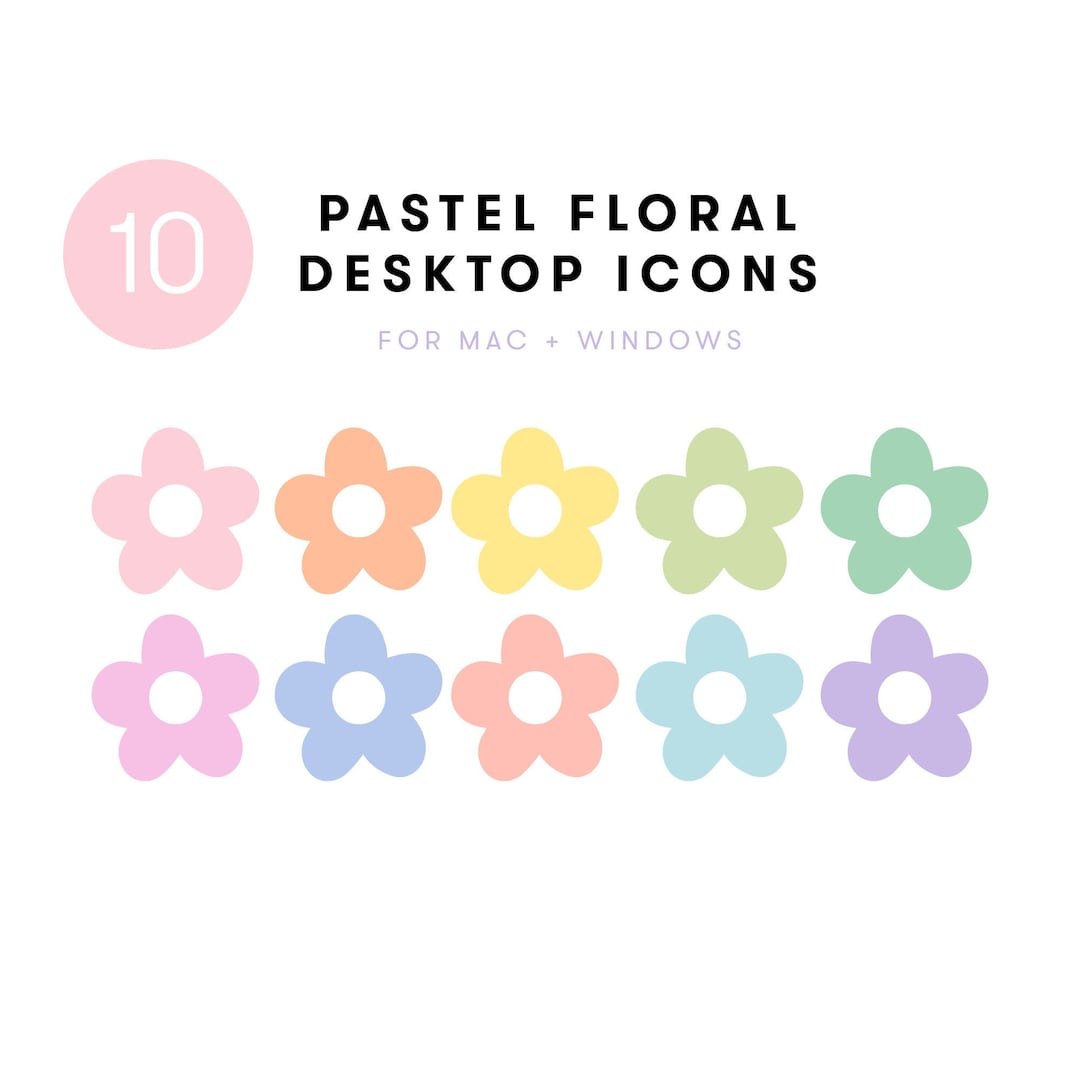 10 Pastel Floral Desktop Icon Set | Folder Icons for Mac + Windows ...