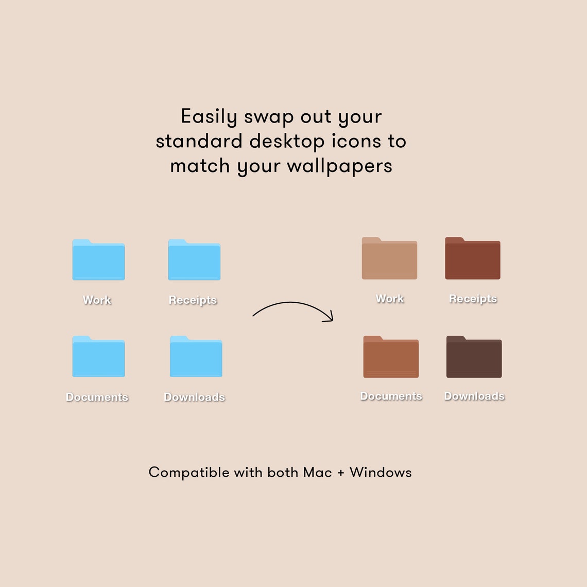 10 Desktop Folder Icons Neutral Set for Mac Windows - Etsy