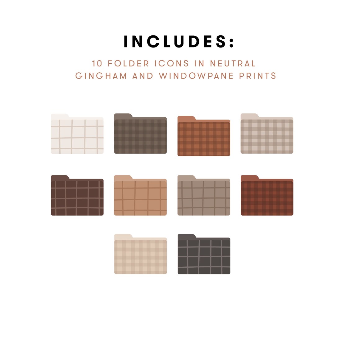 Desktop Icon Set 10 Neutral Folder Icons for Mac Windows - Etsy