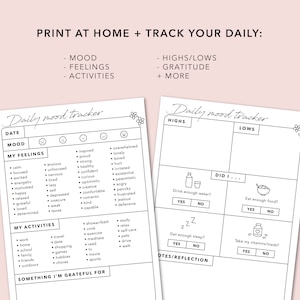 A5 Daily Mood Tracker Printable PDF Planner Mental Health Feelings ...