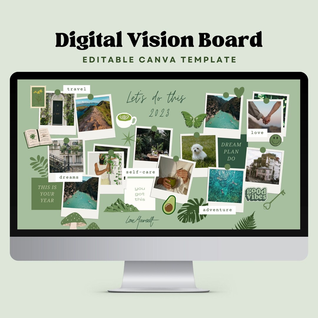 Digital Vision Board Editable Canva Template Wallpaper - Etsy