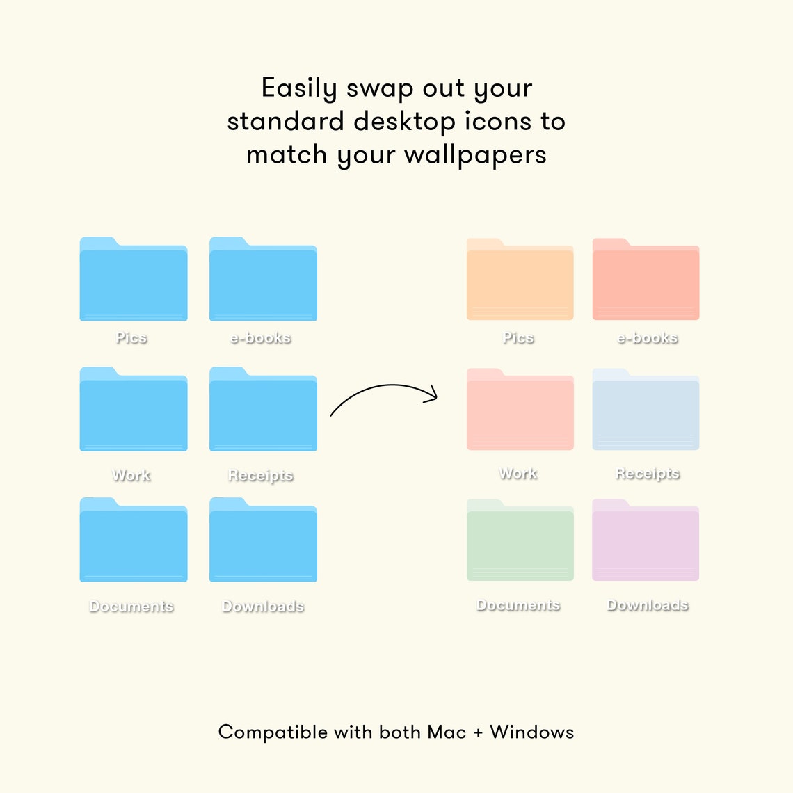 10 Pastel Desktop Icons Folder Icon Set for Mac Windows - Etsy Canada