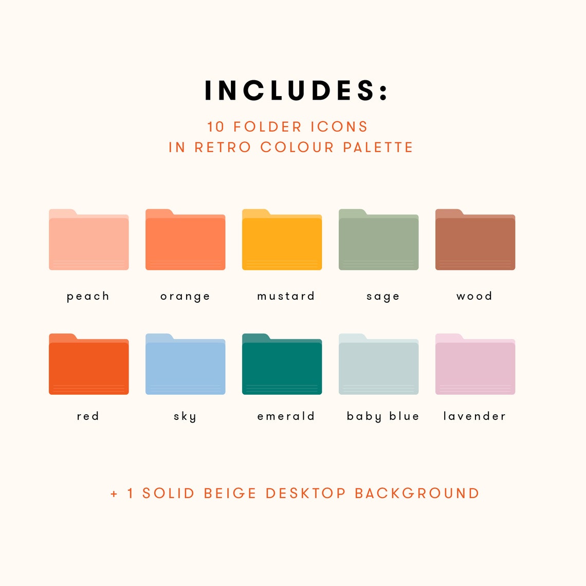 Desktop Icon Set 10 Retro Folder Icons for Mac Windows - Etsy