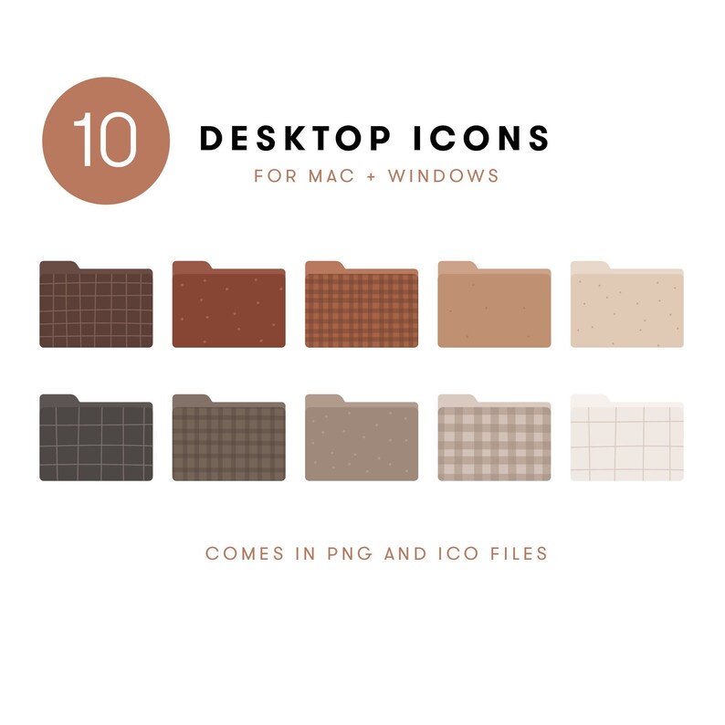 Desktop Icon Set 10 Neutral Folder Icons for Mac Windows | Etsy UK