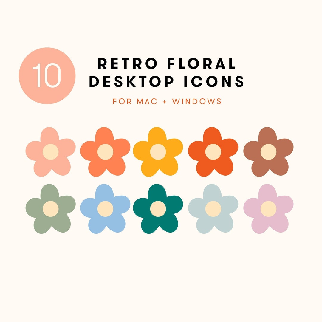10 Retro Floral Desktop Icon Set Folder Icons for Mac - Etsy
