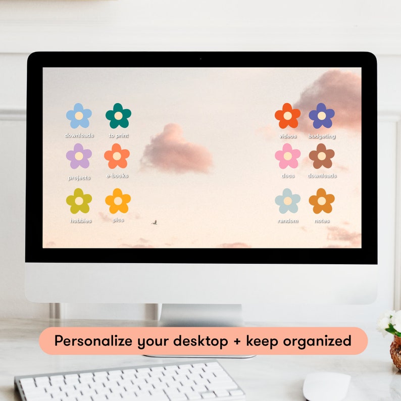 20 Retro Floral Desktop Icon Set Folder Icons for Mac - Etsy Canada