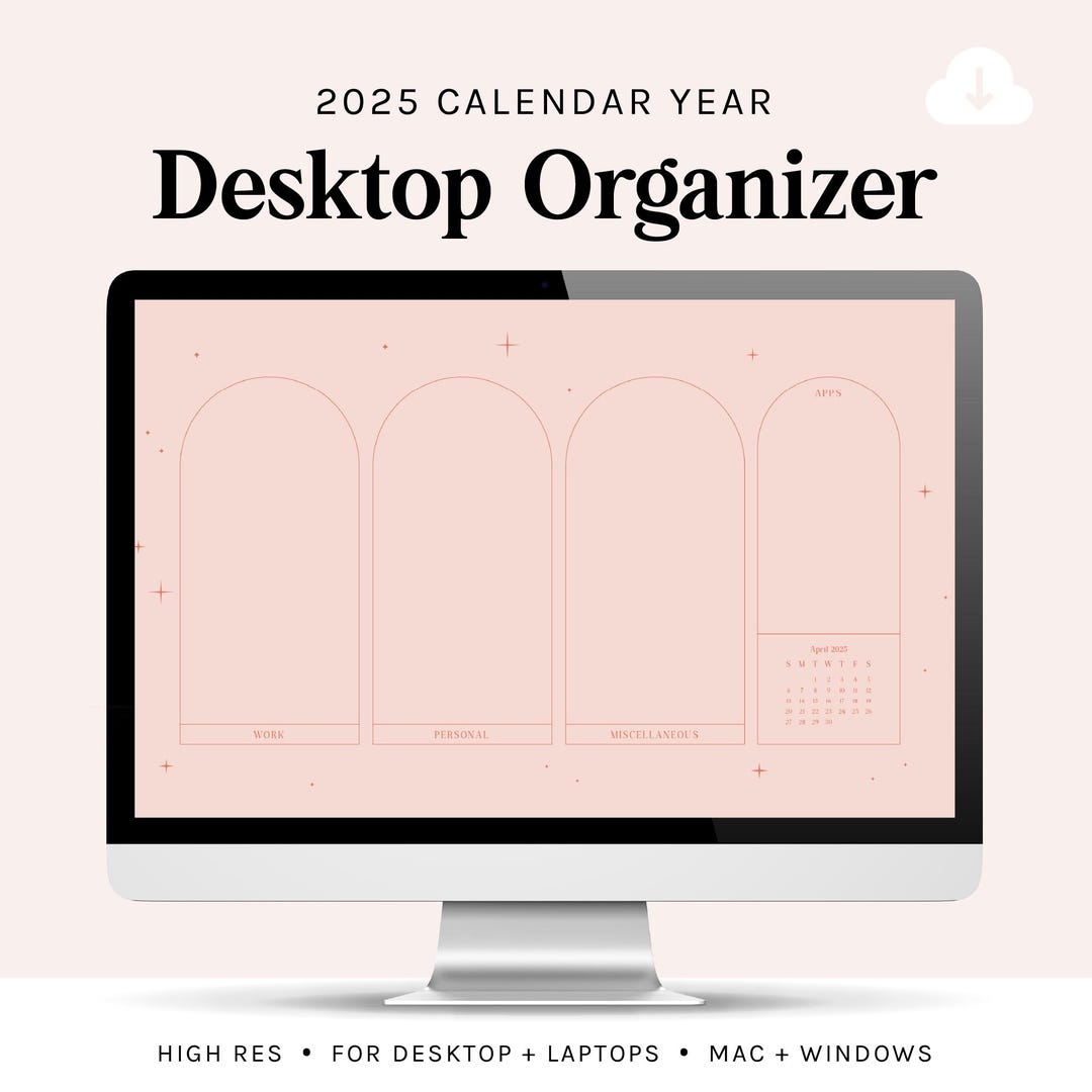 Minimal Desktop Organizer | 2025 Calendar | Peach Pink | Small Business ...