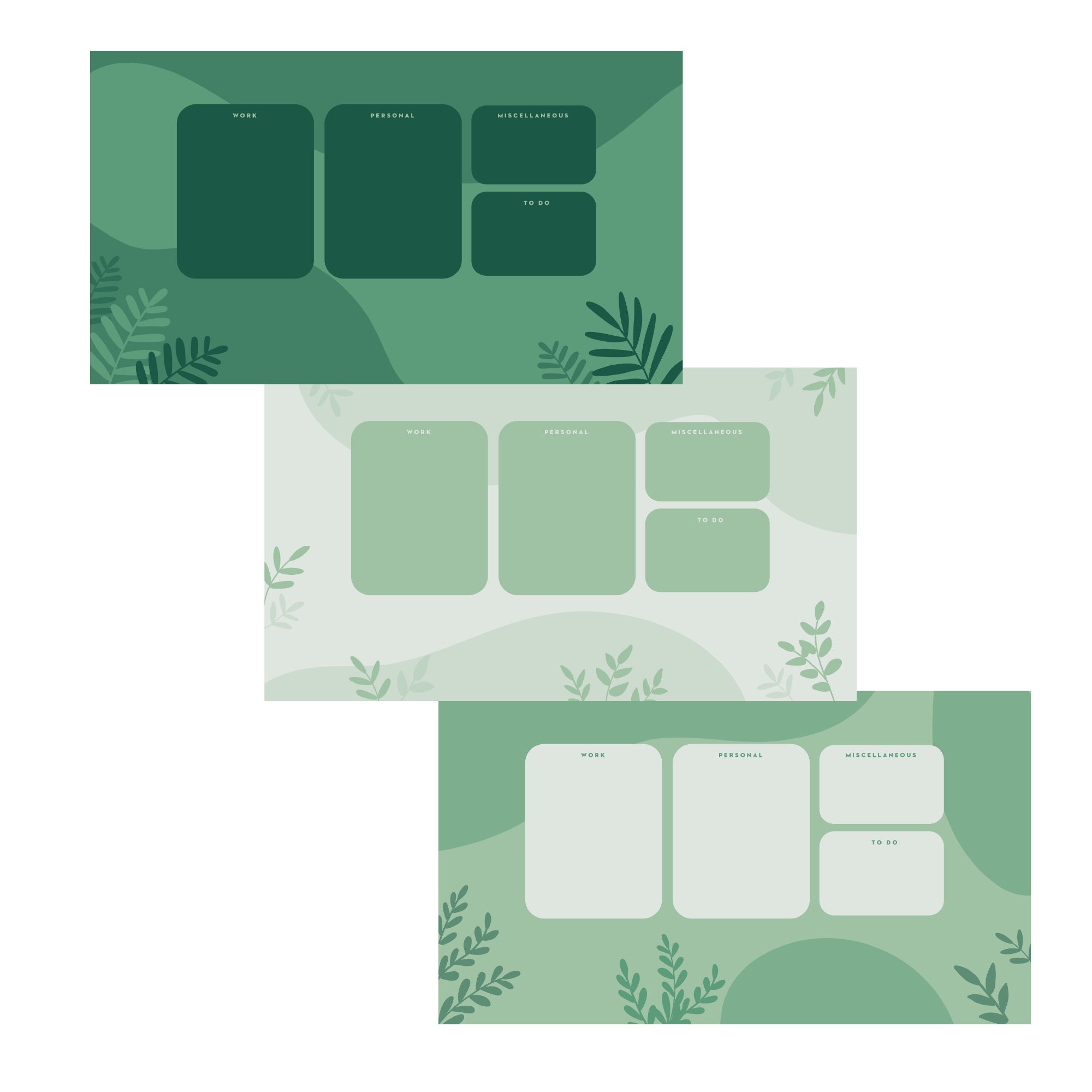 3 Desktop Wallpaper Organizers Green Plants Theme Small - Etsy UK