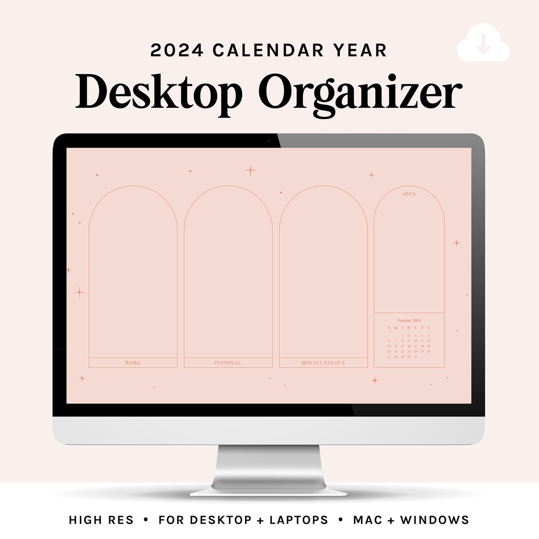 Minimal Desktop Organizer 2024 Calendar Peach Pink Small Business ...