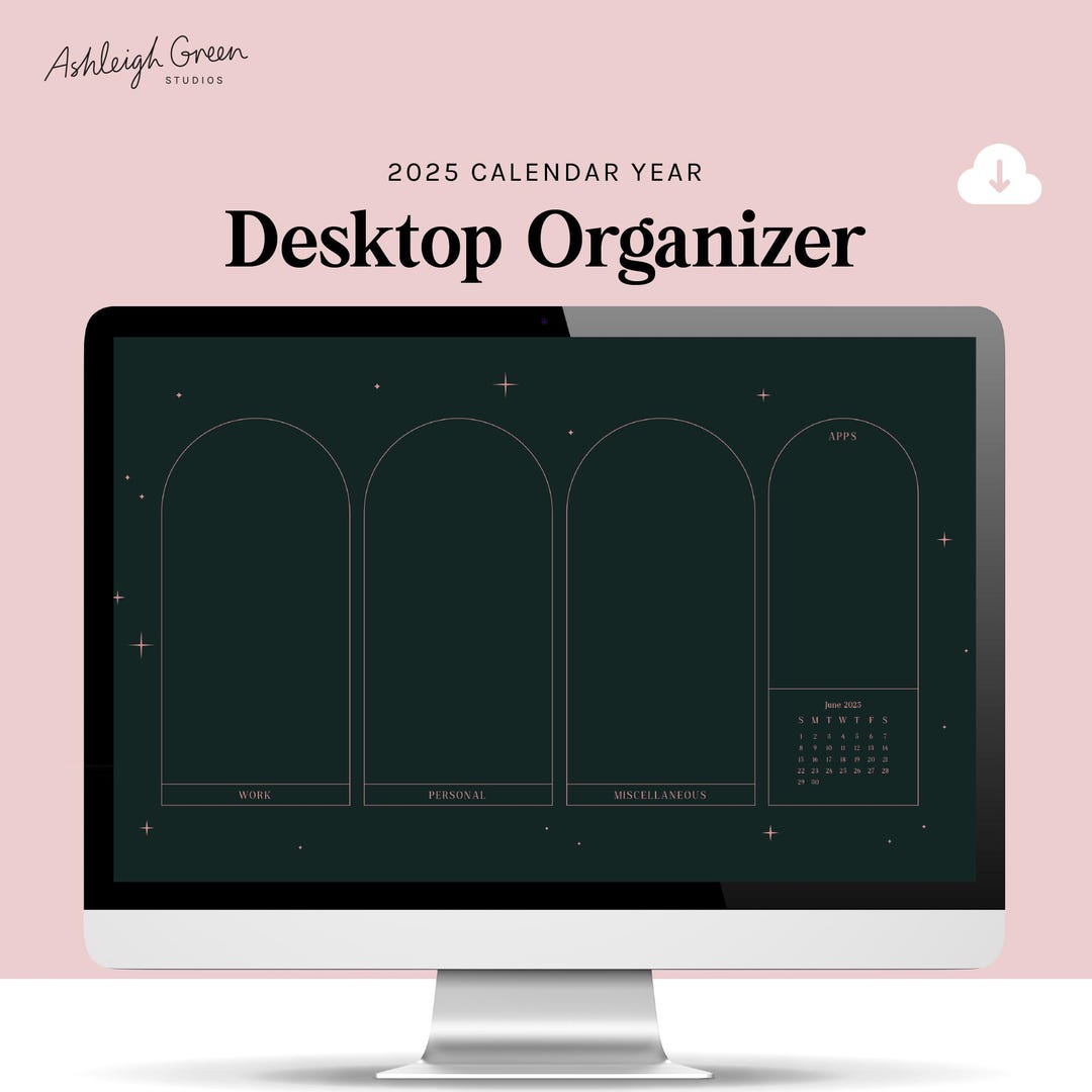Desktop Organizer 2025 Calendar Minimal Wallpaper Small Business Owners ...